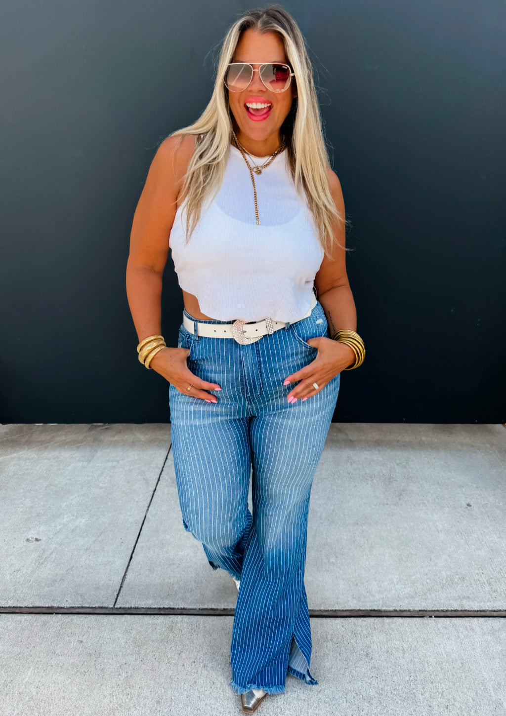 Take Side Pinstripe Jeans – Barbed Wire & Lace